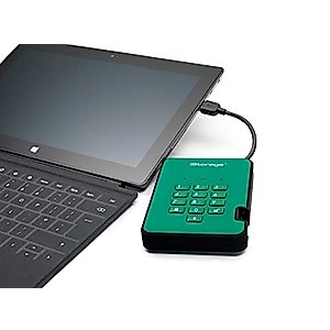 iStorage diskAshur2 HDD 2TB Green - Secure portable hard drive - Password protected, dust and water resistant, portable, military grade hardware encryption USB 3.1 IS-DA2-256-2000-GB