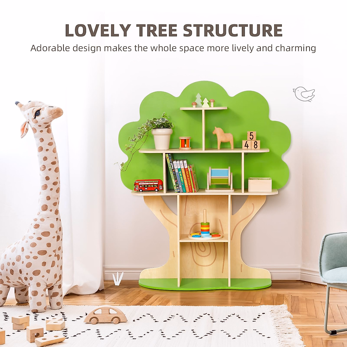 OOOK Tree Bookshelf for Kids Reading Nook, Montessori Book Shelf for Classroom, Kids Room, Playroom, Nursery