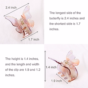 NAISIER Hair Claw Butterfly Tortoise Shell Jaw Clips 2.3 inch Beautiful Hair Accessories for Girls and Women. (Mixed color, 6 pack)