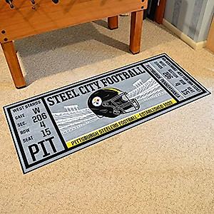FANMATS 23134 Pittsburgh Steelers Ticket Design Runner Rug - 30in. x 72in. | Sports Fan Area Rug, Home Decor Rug and Tailgating Mat