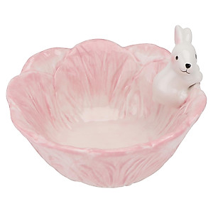 Yardwe Bunny Candy Bowl Easter Ceramic Rabbit Bowl Easter Candy Bowl Snack Appetizers Nut Dish Table Decoration (Pink)