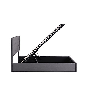 FANYHOME Queen Size Upholstered Platform Bed Frame with Storage, Queen Bed Frame with Gas Lift Up Storage, Wooden Queen Storage Bed with Tufted Headboard and Hydraulic Storage System,Grey
