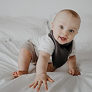 TheAZBaby Organic Cotton 10-Pack Baby Bandana Drool Bibs for Boys and Girls, Neutral Solid Bibs for Teething and Drooling.