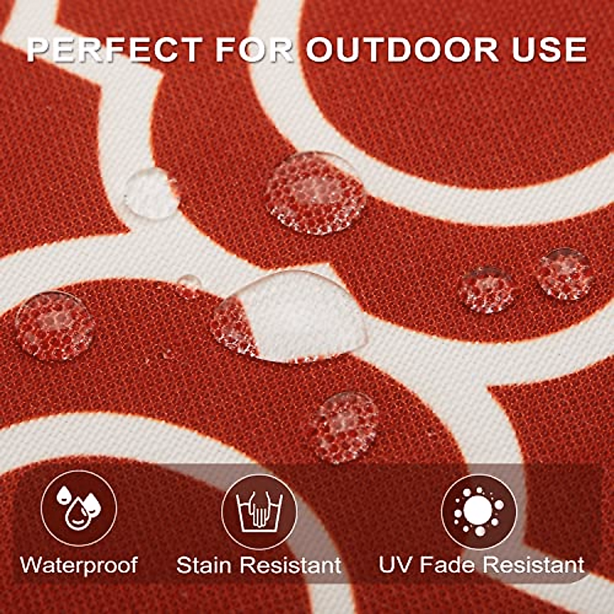 Basic Beyond Outdoor Chair Cushions for Patio Furniture, Waterproof Outdoor Cushions, Square Corner Patio Chair Cushions Set of 4 with Ties, 18.5"x16"x3", Trellis Red