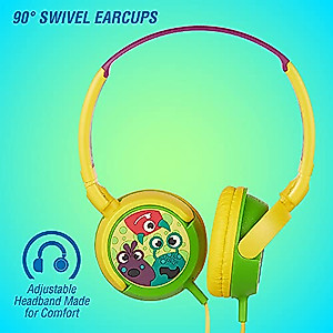 Volkano Wired Kids Headphones with Hearing Protection, Padded Lightweight Kiddy Headset, 85 dB Safe for Children, Girls/Boys, E-Learning, Travel, PC, Cellphones [Yellow/Green] Monster Kiddies Series