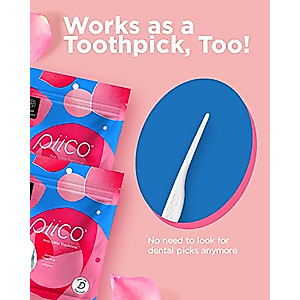 Piico Rose Floss Picks with Xylitol, 100 Counts, Unbreakable and Shred-Resistant Flossers for Adults, Resealable Pack, Long-Lasting Unique Flavored Dental Floss Picks, Doubles as Portable Dental Picks