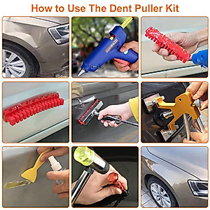 YOOHE Dent Puller Kit - 53pcs Paintless Dent Repair Kit with Slide Hammer T-Bar Dent Puller and Adjustable Gold Dent Lifter Puller for Car Hail Damage Dent & Ding Remover