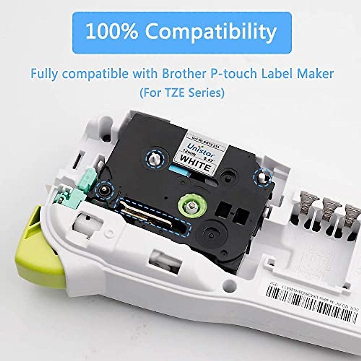 Unistar TZ Tape 12mm 0.47 Laminated White Replacement for Brother Label Maker Tape TZe-231 TZe231, Compatible for Brother Ptouch PT-D210 PT-D400 PT-D600 PT-1280, 26.2 Feet, 5 Pack