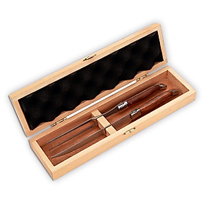 Laguiole by Hailingshan Carving Knife and Fork Set Stainless Steel Premium BBQ Meat Turkey Roast Kitchen Dinner Table Cutlery Flatware Sharp 2-Piece Wood Handle with Gift Box