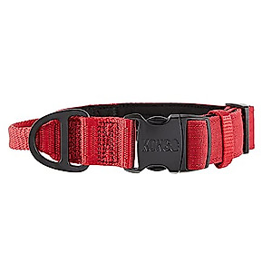 KONG Ultra Durable Padded Comfort Handle Dog Collar (Medium, Red)
