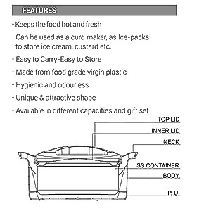 MILTON Plastic Floral Casserole - 2500ml, 4 Piece, Brown