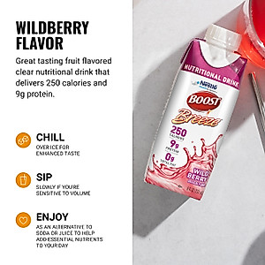 BOOST Breeze Clear Nutritional Drink - 250 Calories - 19 Vitamins & Minerals - 9 g Protein – Fortified Clear Nutritional Drink with Vitamin A & Zinc - Wild Berry Flavor - 8 fl oz (Pack of 24)