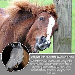 Derby Originals Reflective Mesh Fly Mask with 1 Year Warranty Includes Ears and Nose Cover,Summer Blue,Large (Full/Average),72-7109SB-L