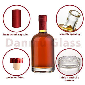 Danmu 8 Pack Glass Bottles, 12.6oz Glass Bottles with Cork,Glass Bottles with Lids,Wine Bottles,Sauce Bottles,Shrink Capsules Included,375ml Glass Bottles for Decorations, Party Favors