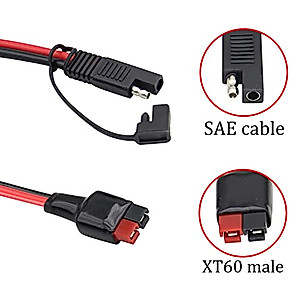 HCFeng 12AWG SAE to an-der-Son Cable Solar to SAE Extension Adapter with 1 SAE Polarity Reverse Solar Power Connector Kits for Go-al/Ze-ro Ye-ti/Su-ao-ki/Solar Generator [2Ft/60cm]