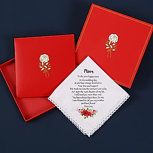 Mother of The Bride Handkerchief Wedding Keepsake for Bride's Mom Wedding Gift from Daughter (Mom)