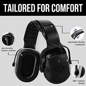 Muffpro Bluetooth Hearing Protection Ear Protection with Safety Glasses, NRR 25 dB Noise Canceling Earmuffs for Snowblowing, Mowing, Construction