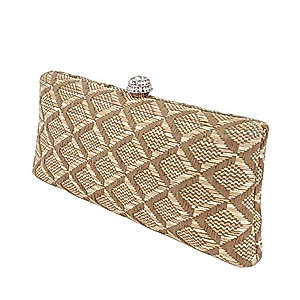 Geometric Patterned Raffia Straw Box Clutch, Natural
