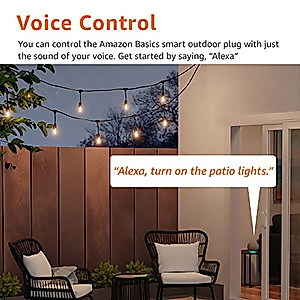 Amazon Basics Outdoor Smart Plug with 2 Individually Controlled Outlets, 2.4 GHz Wi-Fi, Works with Alexa Only