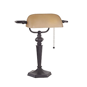Kenroy Home Classic Banker Lamp ,15.5 Inch Height, 13 Inch Width, 10.5 Inch Ext. with Oil Rubbed Bronze Finish