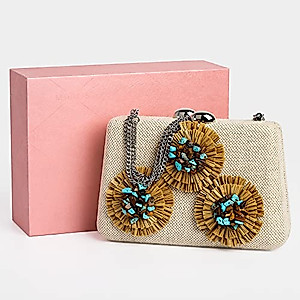 M10M15 Straw Handbag Woven Clutch Purse for Women Evening Clutch Party Wedding Vacation Summer Beach Bag Crossbody Straw Clutch