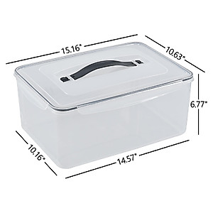 Jandson 4-Pack 14.5 L Plastic Seal Lid Food Storage Container, Clear Airtught Storage Box Bins with Handles