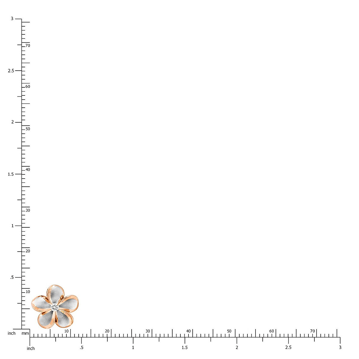 Honolulu Jewelry Company Sterling Silver with 14K Rose Gold Plated Trim CZ Plumeria Flower Nature Stud Earrings, 12mm