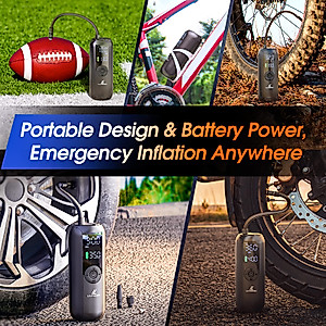 Electric Bike Tire Pump with Gauge, Tire Inflator Portable Air Compressor, Air Pump for Car Tires, Air Compressor for Car, Motorcycle, Bicycle, Ball