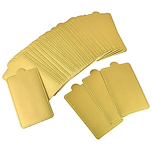 200 Pcs Mini Rectangular Cardboard, Mousse Cupcake Base, Cake Dessert Paper Board, Dissert Plates Circle Patries Cardboard Base Decorating Display for Party Wedding Catering Restaurant (Gold)