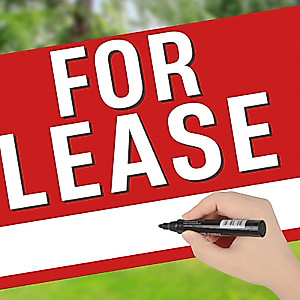 Mumufy 5 Pcs 12 x 16 Inch for Rent Sign with Stand Double Sided Corrugated Plastic Red White for Lease Sign with 10 Pcs Tall Stands for Outdoor House Business Supplies