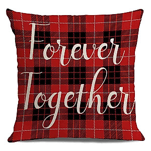 LITVACK Throw Pillow Cover Set of 4, 18 x 18 Inch Simple Red Lattice Lover Wedding Decoration Home Outdoor Decor Sofa Bedroom Balcony Garden Pillow Cover Cushion Cover