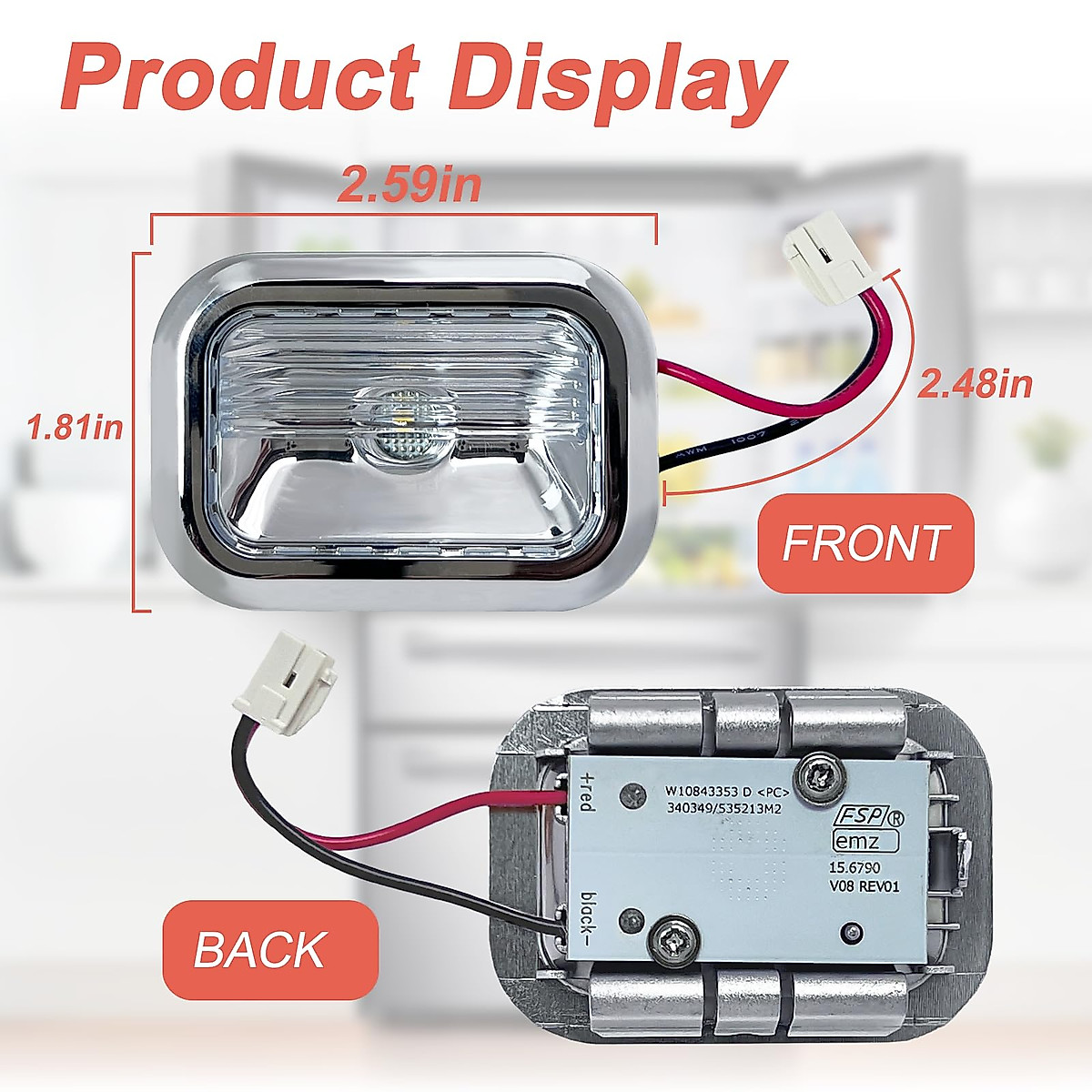 W11462342 for Whirlpool Kitchenaid Kenmore Refrigerator LED Module Assembly Replacement W10843339 W10908166 W10607479 AP6989197 PS16218086 (3)