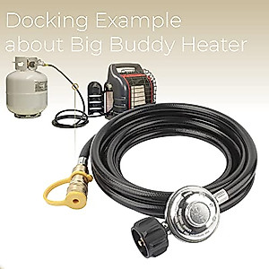 Ximoon F271803 Buddy Heater Adapter Hose Replacement for Mr. Heater F271803 12ft Big Buddy Hose with Regulator, 3/8 inch Female Quick Connect x QCC1 Propane Tank Connection