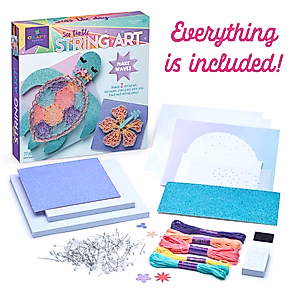 Craft-tastic — String Art Sea Turtle for 2 Fun Craft Projects — Sea Turtle and Hibiscus Flower — Ages 10+