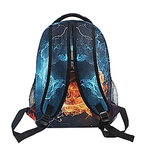 ZOEO Basketball on Snow and Fire Kids Large Backpack School Student Personalized Bookbag for Boys Girls Daypack Travel Laptop Bags with Pockets