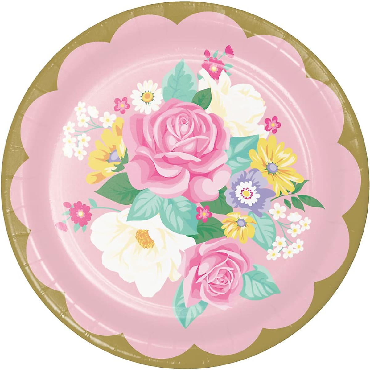 Multiple Brands Floral Tea Party Time Wonderland Birthday Party Supplies Plates and Napkins Bundle Pack for 16 Guests (Plus Party Planning Checklist by Mikes Super Store)