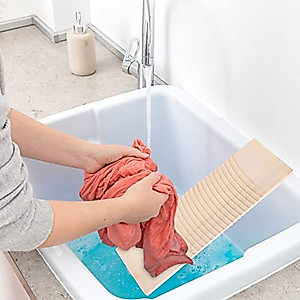TOPBATHY Wooden Clothes Washboard Hand Wash Laundry Board Scrubbing Washboard for Home Store School