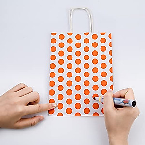 Ronvir Gift Bags 50Pcs Small Party Favor Bags 8.4 x 6.1 x 3.14 Inch Polka Dots Gift Bags 5 Colors Paper Gift Bags With Handles For Birthday, Party Favor, Goodie, Business