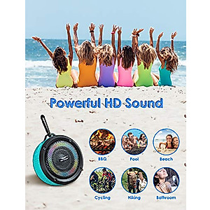 SKYWING Soundace S6 IPX7 Waterproof Shower Speaker 5W Bass+ Bluetooth Speaker with Suction Cup Hook Lanyard RGB Light, Premium Mini Portable Outdoor Wireless Speaker for Bike Pool Beach