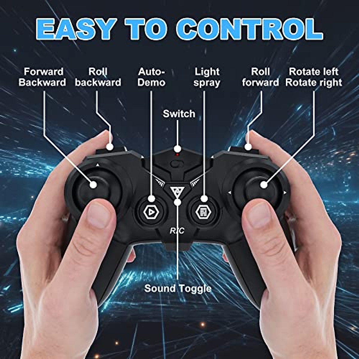 QUTOGO Remote Control Car, 2.4Ghz 6Wd Remote Control Car, 360° Rotating RC Trucks with Lights, Spray Mist, Off Road Drift RC Race Car Toys Gifts for Kids 8 9 10 11 12 Year Old Boys Girls