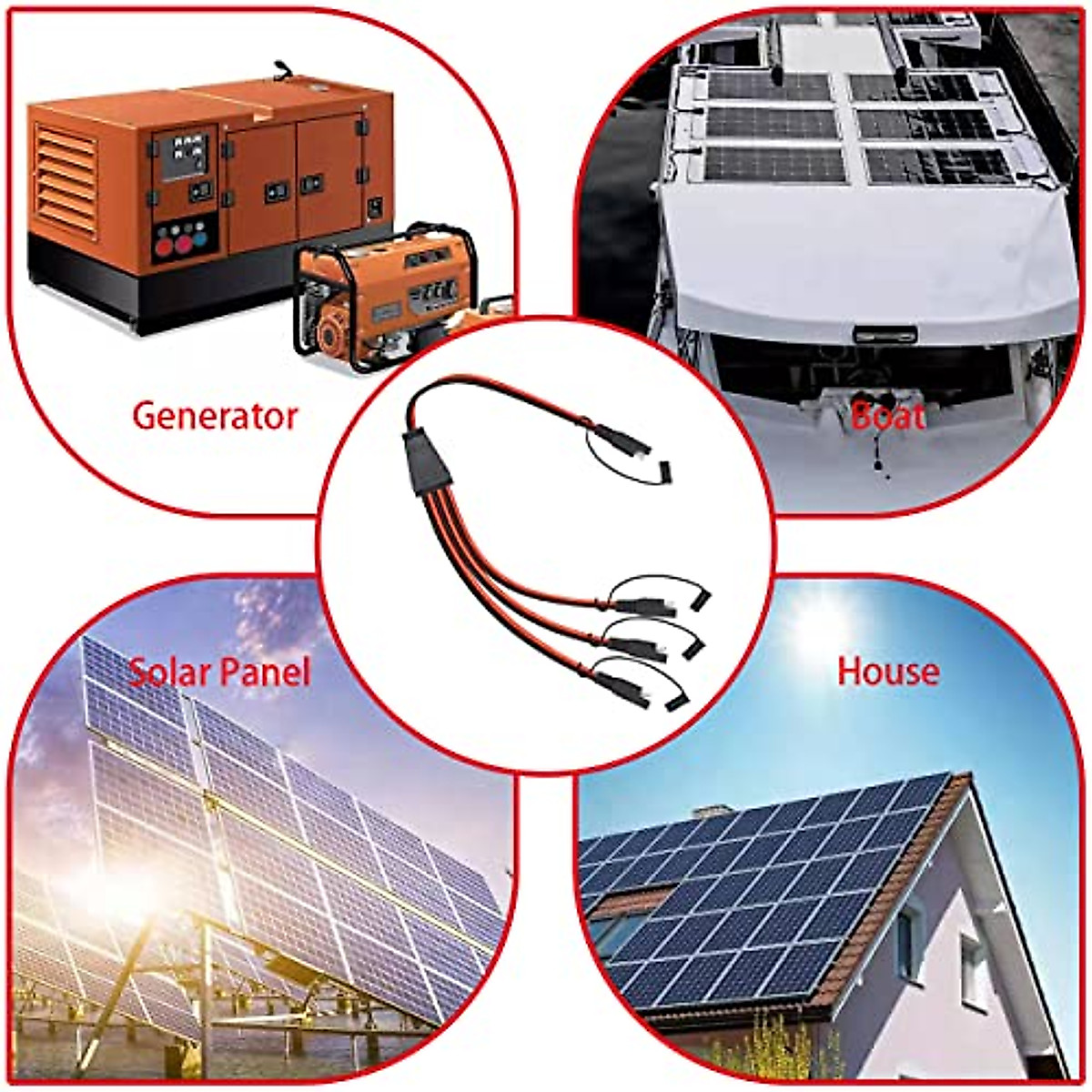 Billion wealth 2Feet / 65cm 14AWG SAE Connector Y Splitter 1 to 3 Extension Cable Compatible with Solar Connection and Transfer (14 AWG 1 to 3)