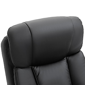 HOMCOM PU Leather Massage Recliner Chair with Ottoman 10 Point Vibration Swiveling Armchair, Black
