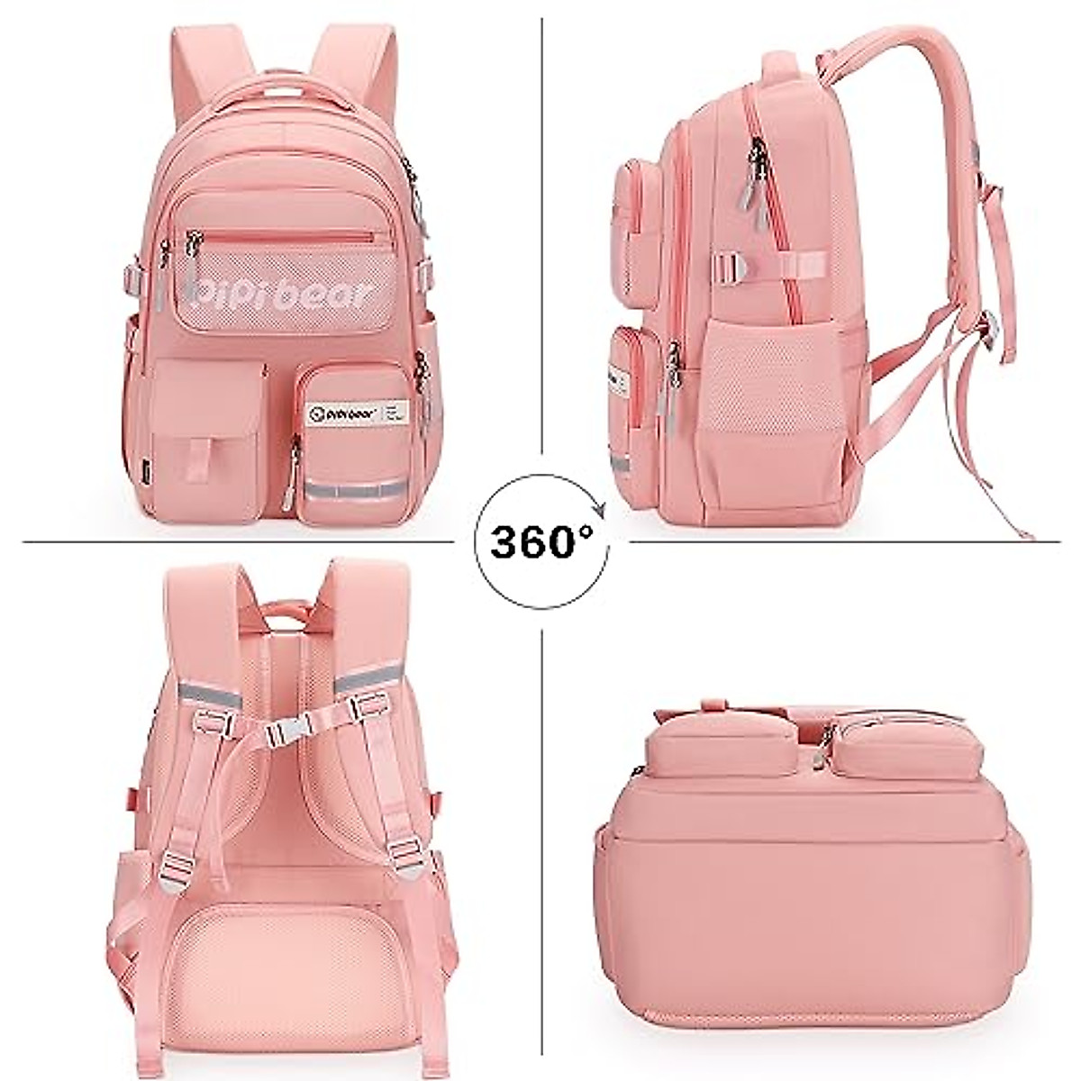 pipi bear Girls Backpack for School 15.6 inch Laptop Backpack Teen Girl College Middle High Elementary School Kids Backpacks Bookbag