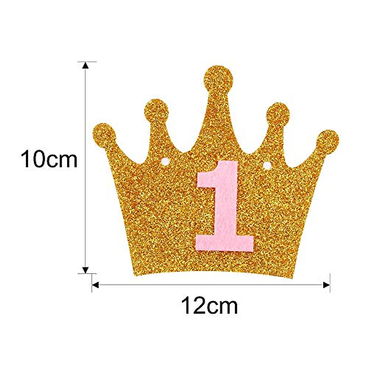 Symphony Birthday Photo Banner, 1st Birthday Baby Photo Banner Newborn to 12 Months Birthday Party Decor (Crown Golden Pink)