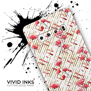 DesignSkinz Karamfila Watercolo Poppies V13 Protective Vinyl Decal Wrap Skin Cover Compatible with The Samsung Galaxy S20 (Screen Trim & Back Glass Skin)