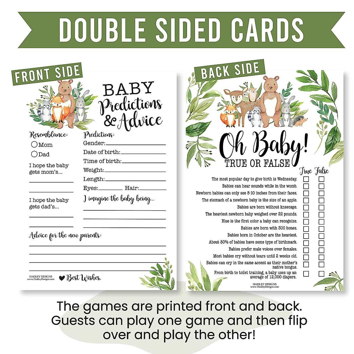 50 Woodland Baby Prediction And Advice Cards, Trivia Games, etc, 25 Baby Animal Matching, Nursery Rhyme Game - 6 Double Sided Cards Baby Shower Games Funny, Baby Shower Ideas Baby Sprinkle Games