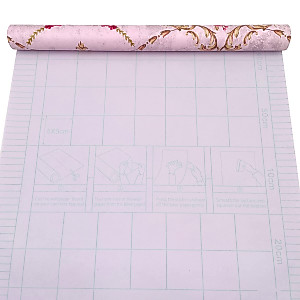 Yifasy Shelf Liner Pink Royal Floral Peel & Stick Dresser Drawer Wall Paper Furniture Refurbished Sticker Waterproof 118x17.7 Inch