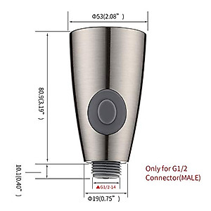 Kitchen Faucet Sprayer Head 2-Function Nozzle Spout G1/2 Connector Pull Down Pull Out Kitchen Tap Hose Sprayer Filter Sink Spray Head Replacement Part Brushed Nickel