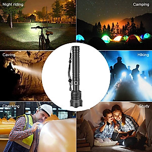 POCKETMAN Super Bright Flashlight 5000 Lumens Flashlight with 3 Light Modes for Camping Hiking and Home Emergency(Battery not Included)
