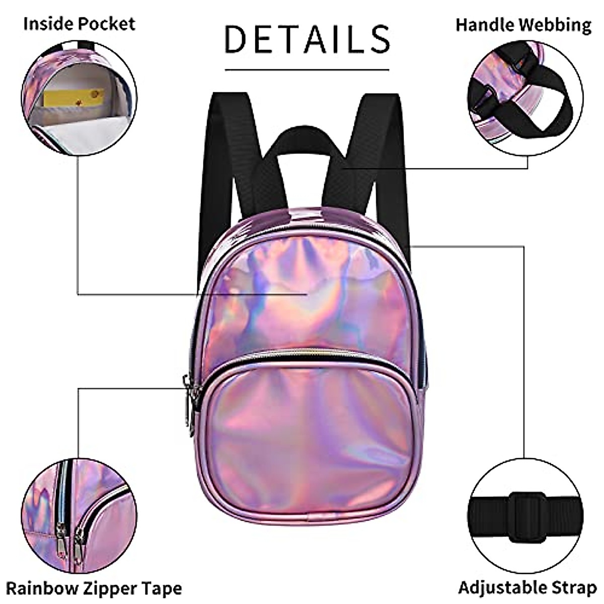 USPECLARE Women Casual Mini Backpack,PU Leather Travel Shopping Bags Daypacks for Work, Security Travel, Concert & Sport Even (Magic Pink)